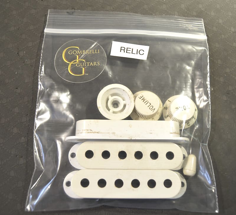Genuine Fender Real RELIC White Knobs Pickup Covers and Knob | Reverb