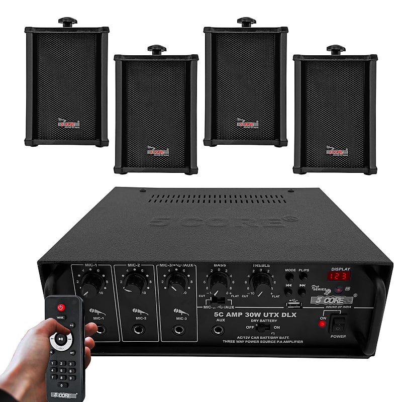 4Pcs Audio System Combo 30W Amplifier 6.4' Wall Speakers 4 | Reverb