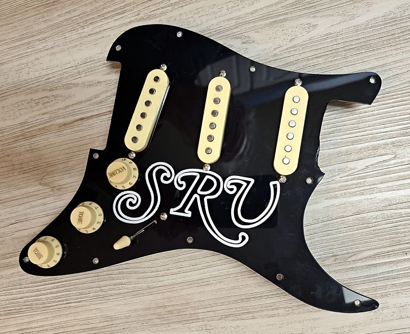SRV Loaded Pickguard Black & Cream knobs w/ screws w/ Z-Mule | Reverb