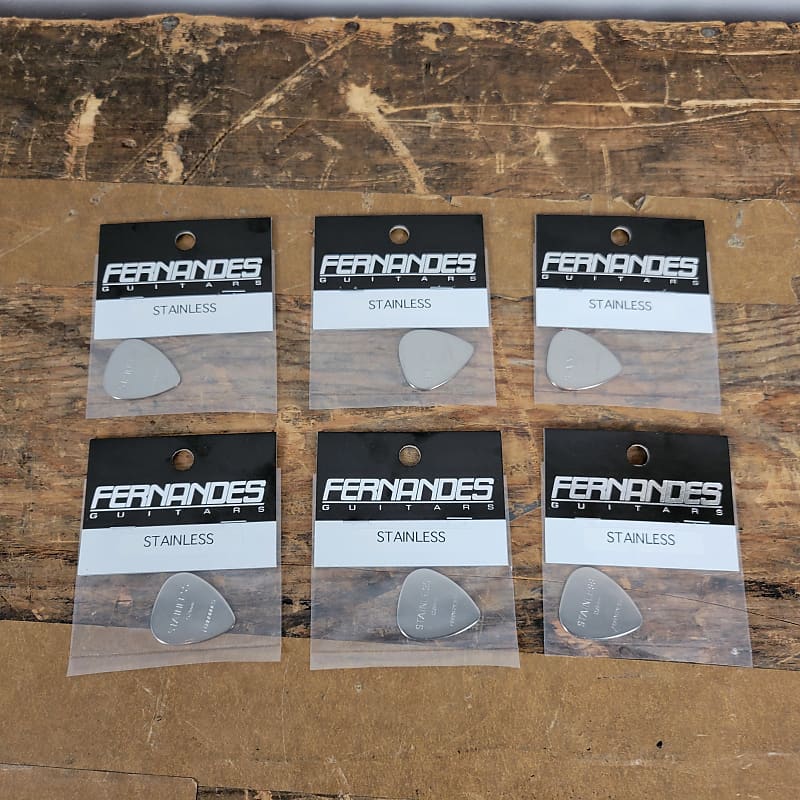 Fernandes 0.8mm Stainless Steel Guitar Picks Set of 6 | Reverb