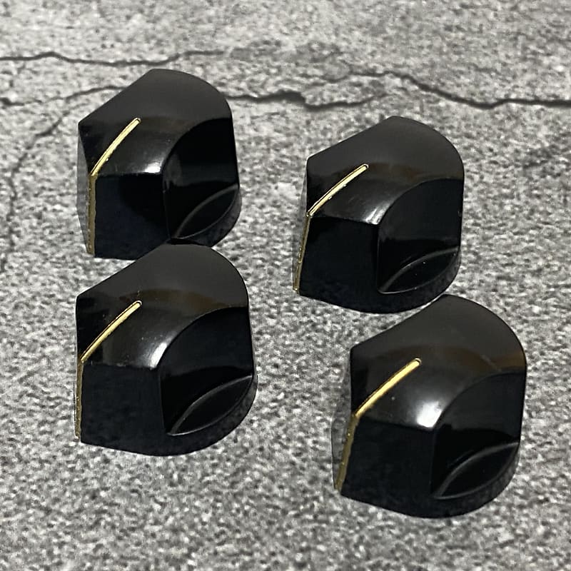 4x Black Bakelite Gold Line Pointer Knobs 6mm Solid Shaft | Reverb