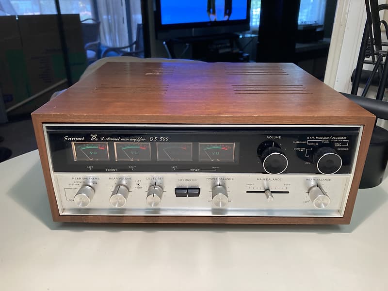 Sansui QS-500 1975 Silver-Black/Walnut cabinet | Reverb