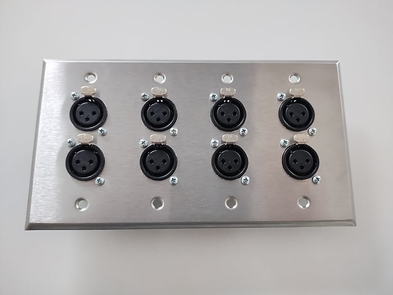 Quad-Gang XLR Wall Plate Stainless Steel 8x D-Series Neutrik | Reverb