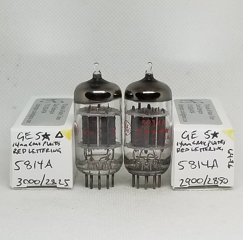 GE 5814A 5 Star Gray Plate Well Matched (5.8%) Pair NOS 12AU7 | Reverb