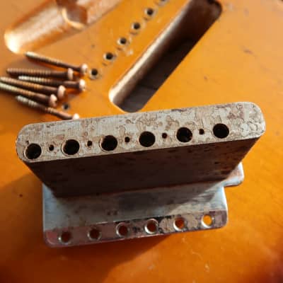 Fender Stratocaster Tremolo Block PAT. PEND. Saddles 60's | Reverb