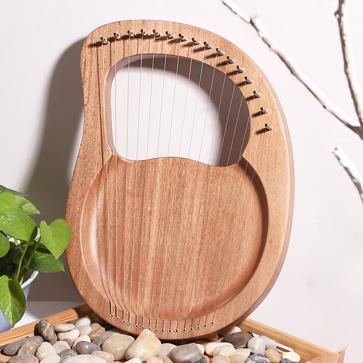 Solid wood veneer portable lyre -16 string natural wood color | Reverb