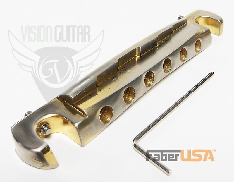 Faber TPWC Compensated Wraparound Tailpiece (3057) Aged Gold | Reverb