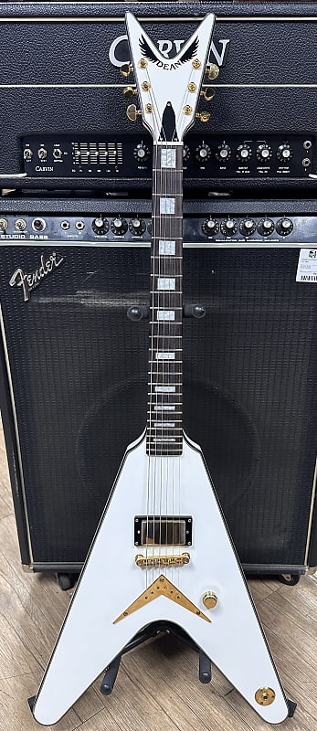 Dean Flying V V79 White/Gold 1 Humbucker | Reverb