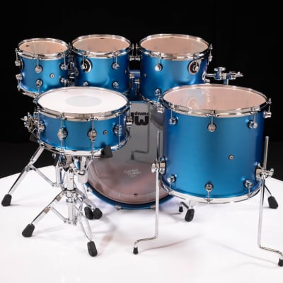 DW Design Series 6pc Kit - Aqua Metallic , CymbalFusion.com | Reverb