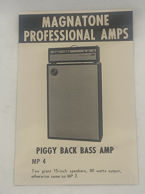Magnatone MP 4 Piggy Back Bass Amp Dealer Sheet 1965 | Reverb