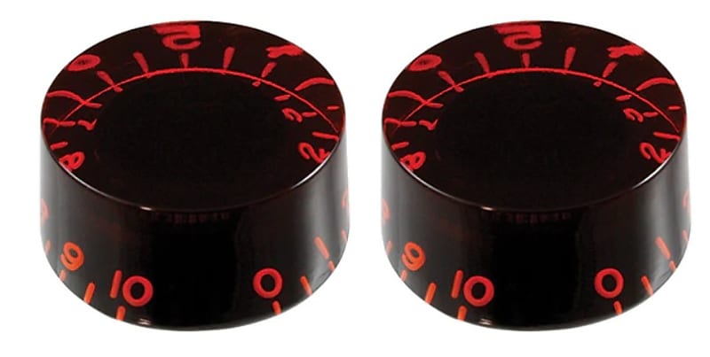 Gibson Style Electric Guitar Speed Knobs Push On Black w/Red | Reverb