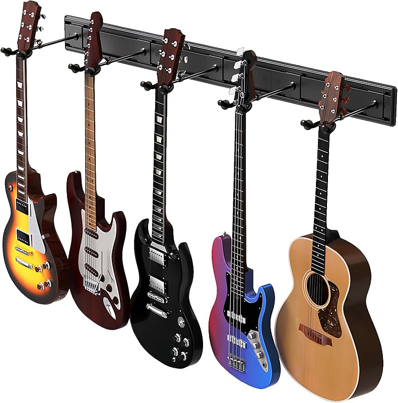 Guitar Wall Mount with Multiple Guitar Hangers, Holds 5 | Reverb