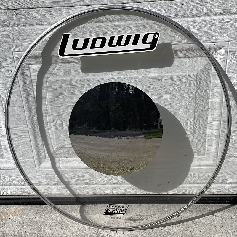 Vintage 70’s Ludwig 22” Rockers Clear Silver Dot BD head | Reverb