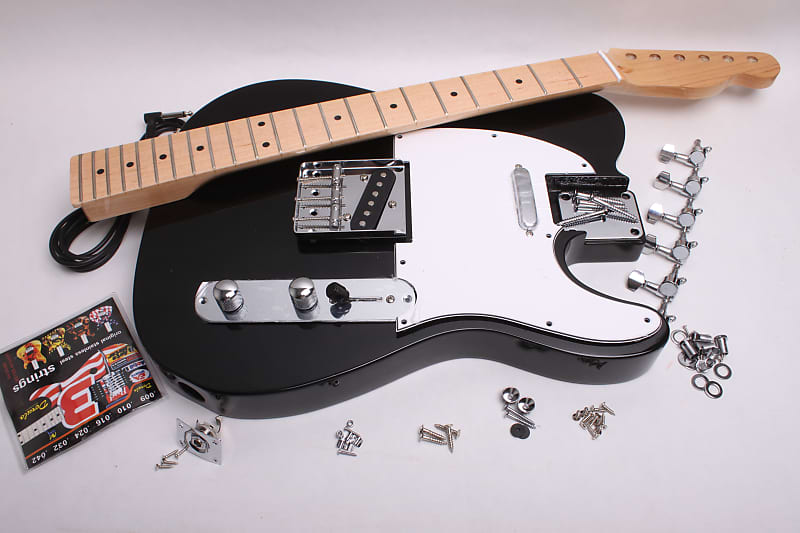 BYOGuitar Finished Telecaster Guitar Kit - Black Poly | Reverb