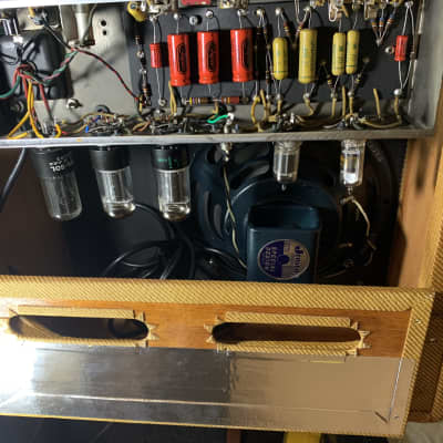 Fender 1958 Harvard 5F10 chassis restored in new tweed cab | Reverb