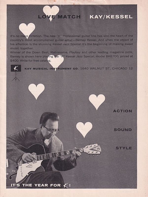 ORIGINAL KAY BARNEY KESSEL GUITAR VINTAGE FULL PAGE AD | Reverb Canada