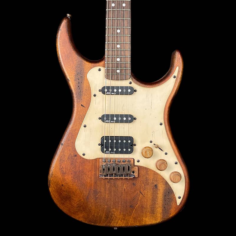 AXL Badwater HSS Electric Guitar in Distressed Natural | Reverb