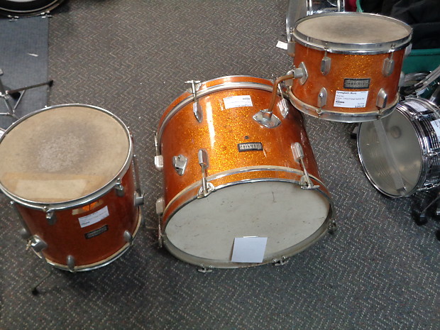 vintage Custom Made in Japan 3-piece orange sparkle drum set | Reverb