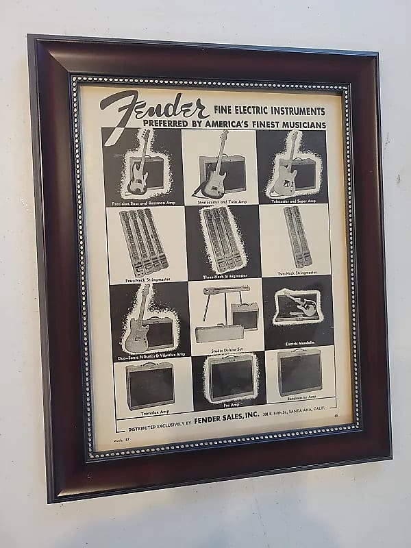 1957 Fender Fine Electric Instruments Promotional Ad Framed | Reverb
