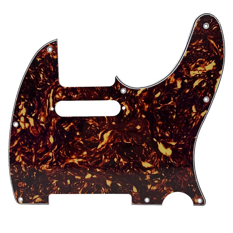 8-Hole Telecaster Pickguard - 4-Ply Brown Tortoise Shell | Reverb UK