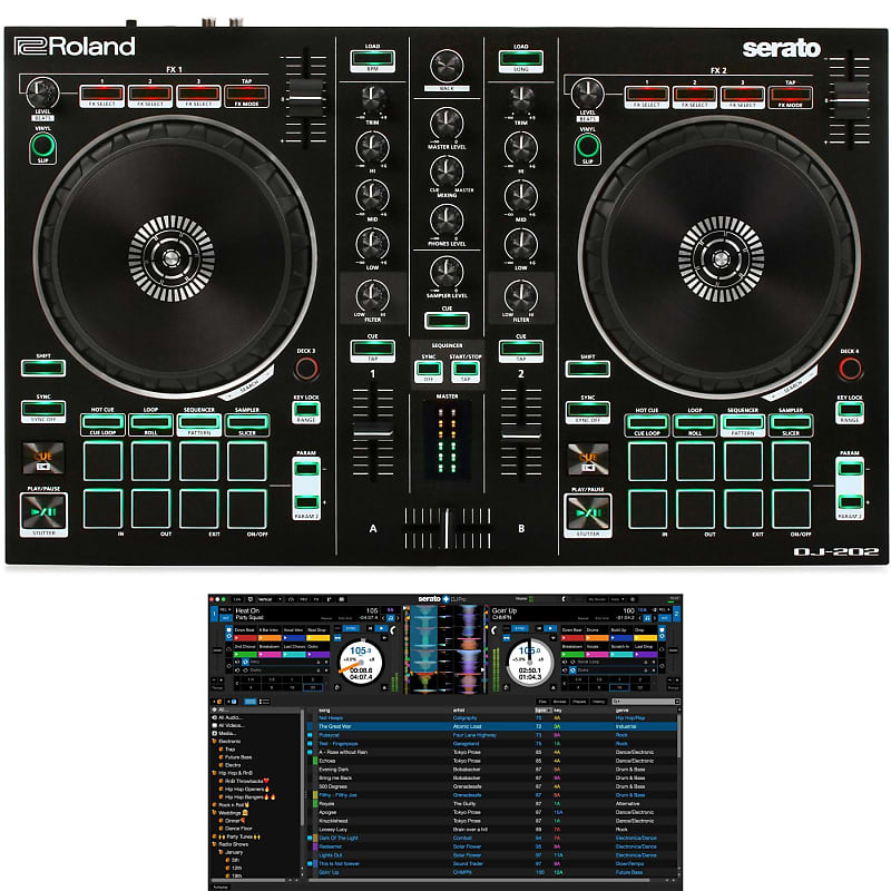 Roland DJ-202 4-deck DJ Controller and Serato DJ Pro Software | Reverb