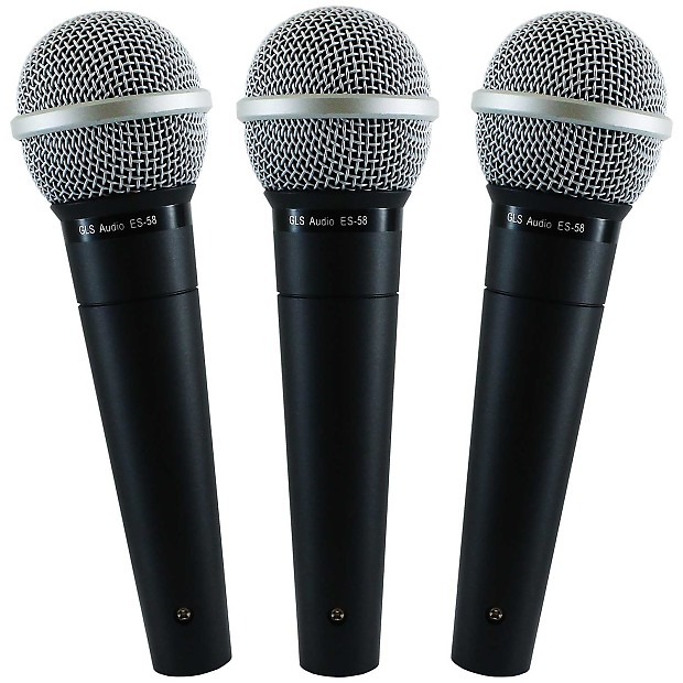 GLS Audio 3 Pack ES-58 ES58 Professional Microphones- Mic w/ | Reverb