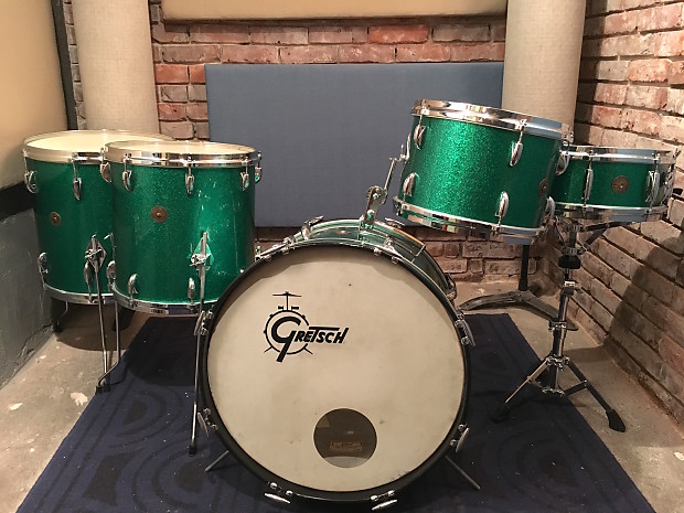 Gretsch Progressive Jazz 60's Green Sparkle Drums Plus Snare, | Reverb