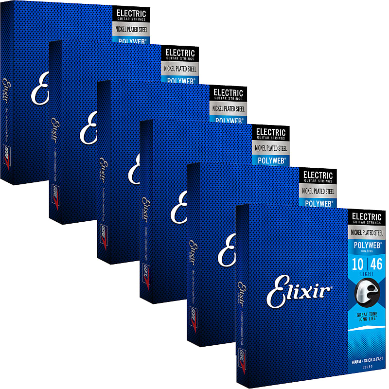6 Sets of Elixir 12050 POLYWEB Light Electric Guitar Strings | Reverb