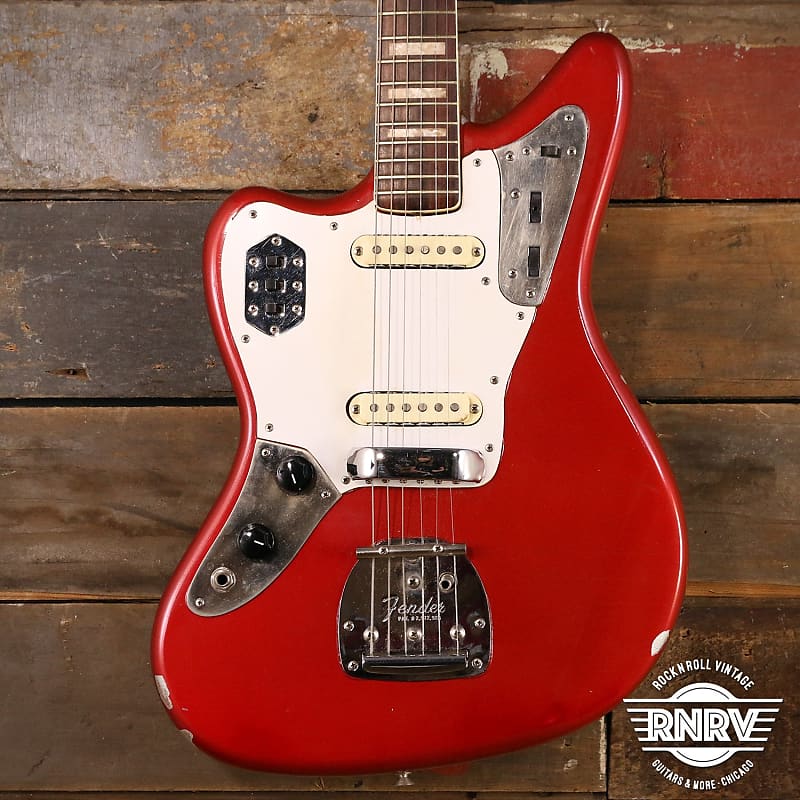 1966 Fender Jaguar Left handed Candy Apple Red Refinished | Reverb