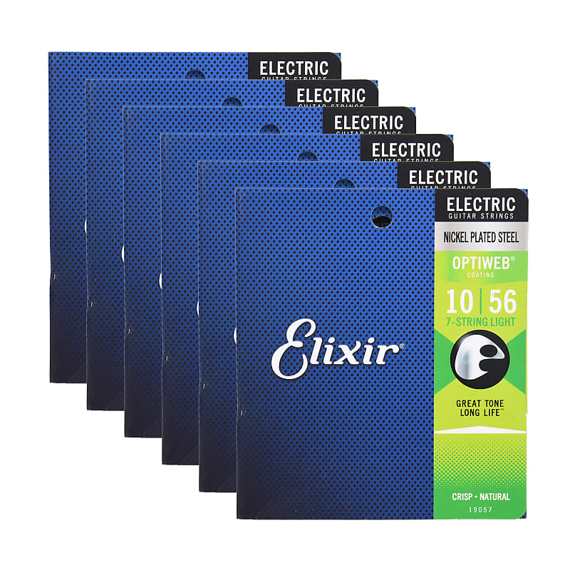 Elixir 19057 Electric Optiweb 7-String Light 10-56 6 Pack | Reverb