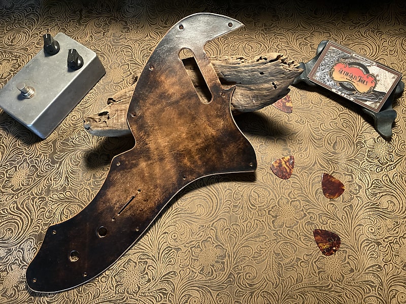 Custom Tooled Leather Alt. Distressed Brown Pickguard fits | Reverb