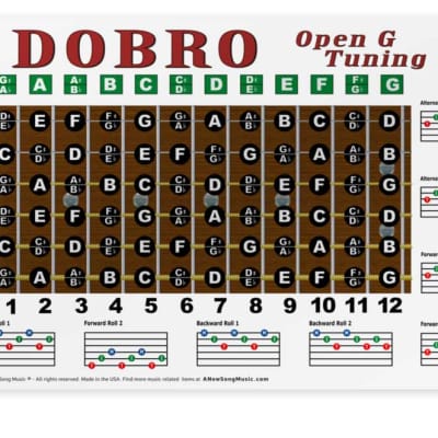 Laminated Dobro G Tuning Resonator Chord Poster Chart 11x17 | Reverb