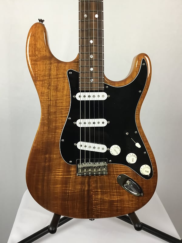 Warmoth Strat Solid Flame Koa Body & 24-3/4” Koa Conversion | Reverb