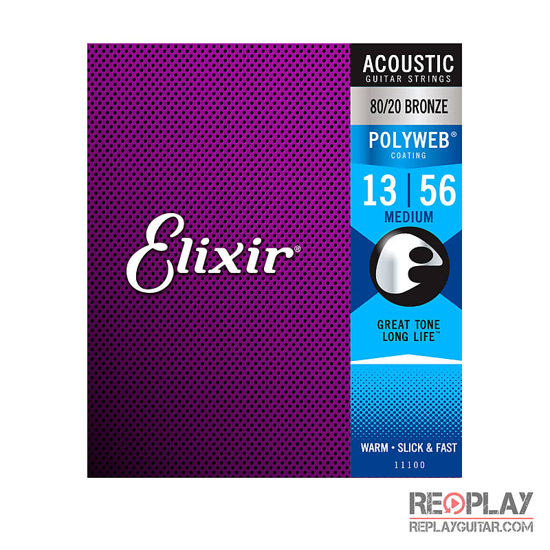 Elixir Medium Acoustic 80/20 Bronze with POLYWEB® Coating | Reverb