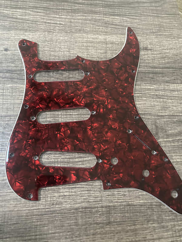 Fender 3S Stratocaster guitar pickguard 2013 - Red pearloid | Reverb