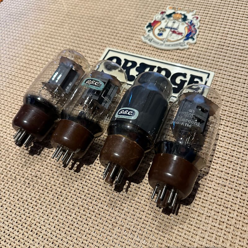 Matched Quad 4x Vintage 1960s GEC KT66 Marconi Brown Base | Reverb