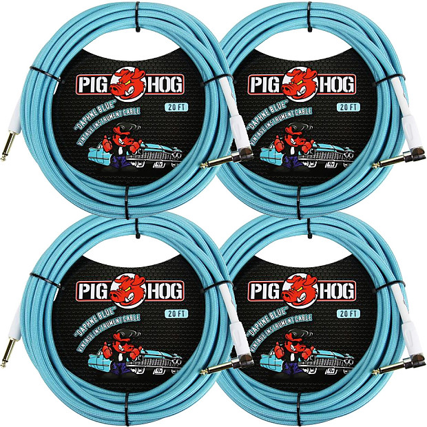 Pig Hog 4 New 20 Foot Right Angle Instrument Cables Daphne | Reverb UK