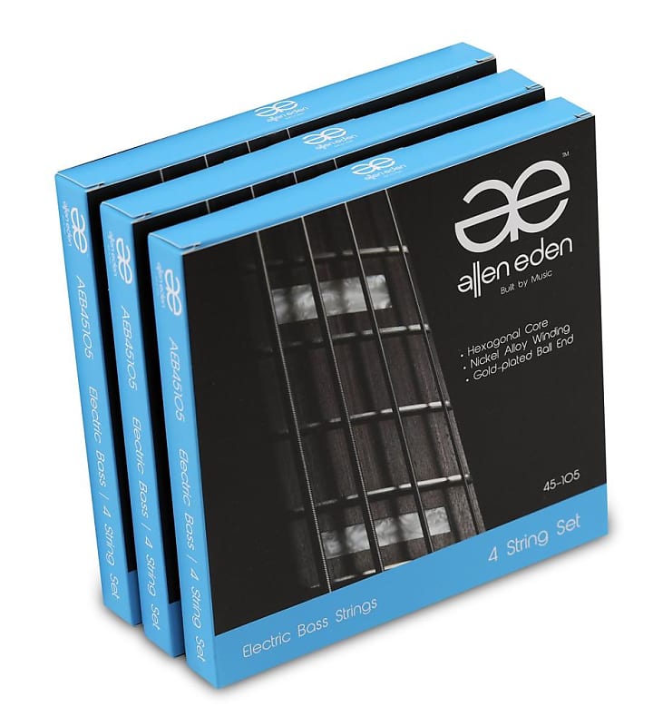 Allen Eden Electric Bass Strings – Nickel-Plated Steel, Hex | Reverb