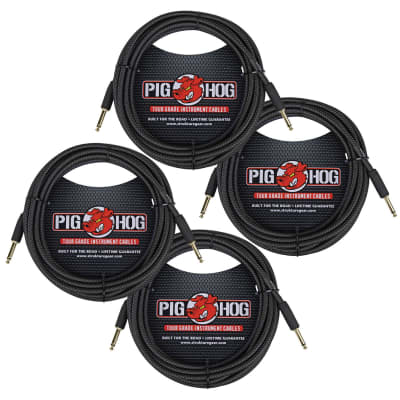 4 Pack Pig Hog PCH20BK Woven Black Vintage Series Instrument | Reverb