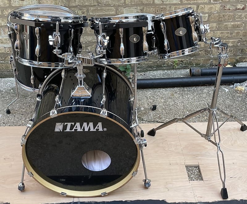 Used Tama Rockstar 6pc 3 Up/1 Down Shell Pack, Gloss Black | Reverb