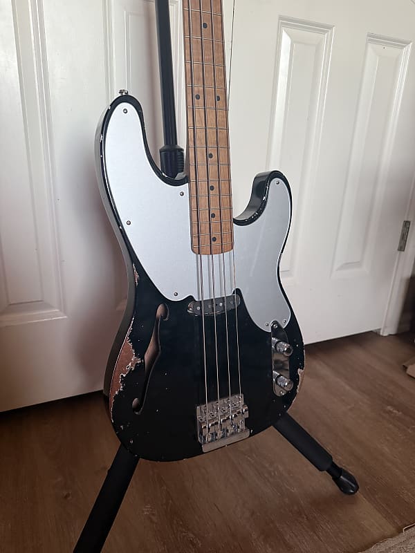 Warmoth/BloomDoom Guitars Tele Bass - Nitro Black Relic | Reverb