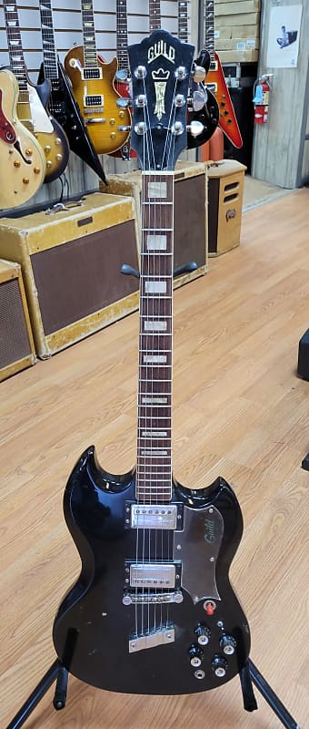 Guild S-100 electric guitar, black OHC 1972 | Reverb