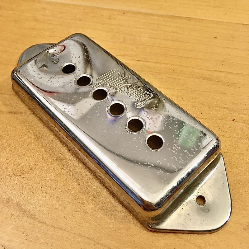 Gibson Embossed p90 pickup cover 1970 Chrome original vintage | Reverb