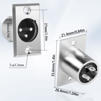 XLR Rectangular Panel Mount Adapter 3Pin XLR Male to Solder | Reverb