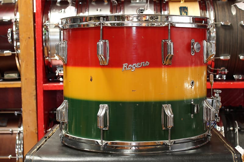 1960's Rogers 12"x15" Marching Snare in Red/Yellow/Green Duco | Reverb