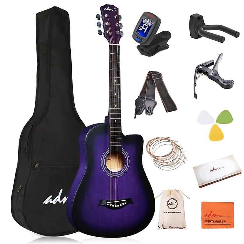 ADM 38'' Acoustic Cutaway Guitar for Kids Beginner Kit with | Reverb