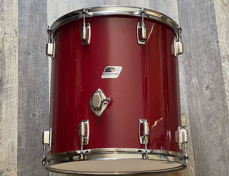 Ludwig Rocker USA 16" Floor Tom Maple Interior Plum Crazy Red | Reverb
