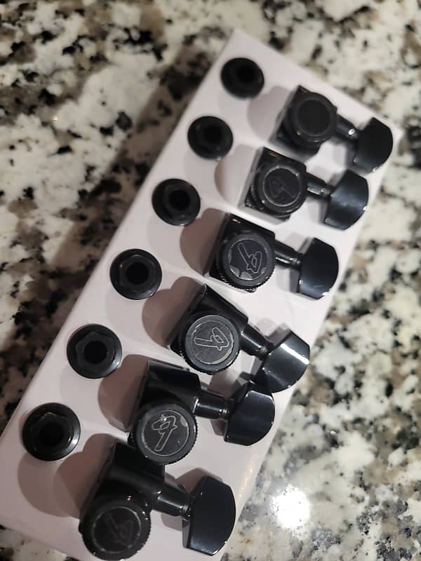 Fender Black 2 Pin Mount Locking machine head Tuners | Reverb