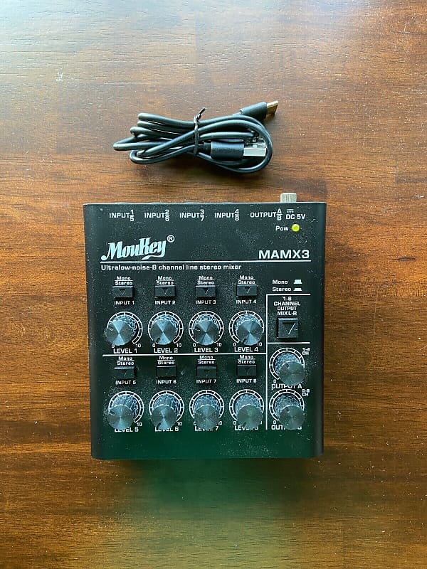 Moukey MAMX3 Audio Line Mixer - 8 Ultra Low Noise Stereo | Reverb