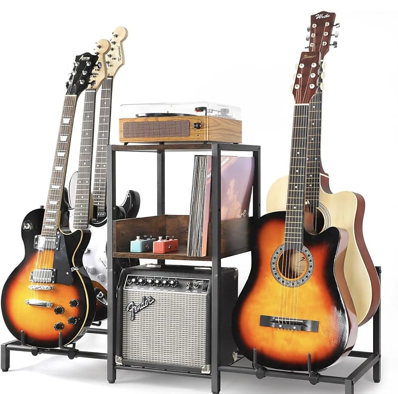 3-Tier Adjustable Guitar Stand Rack with Power Outlets For | Reverb
